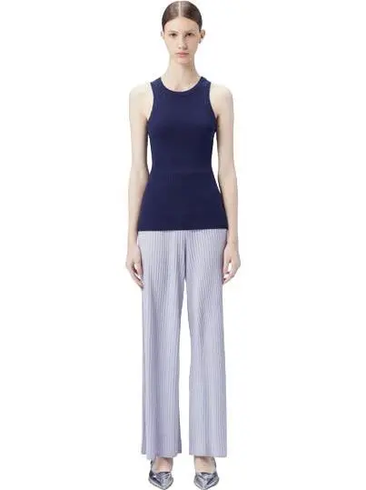 GOBI MONGOLIAN CASHMERE Ribbed Cotton, Silk And Cashmere Blend Tank Top - Navy