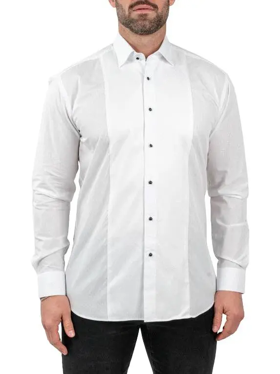 MACEOO Ceremony Stardust Colorblock Button-up Shirt - White