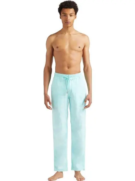 Vilebrequin Slim Fit Solid Linen Pants - Lagon