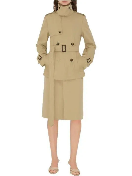 Burberry Cotton Blend Trench Jacket - Beige