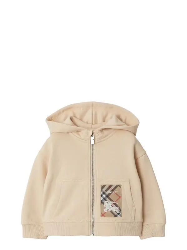 Burberry Check Label Cotton Zip Hoodie - Calico