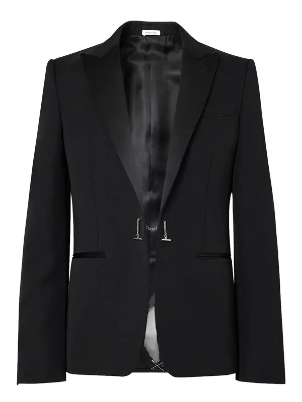 Alexander McQueen Slim-fit Silk-trimmed Grain De Poudre Wool Blazer - Black