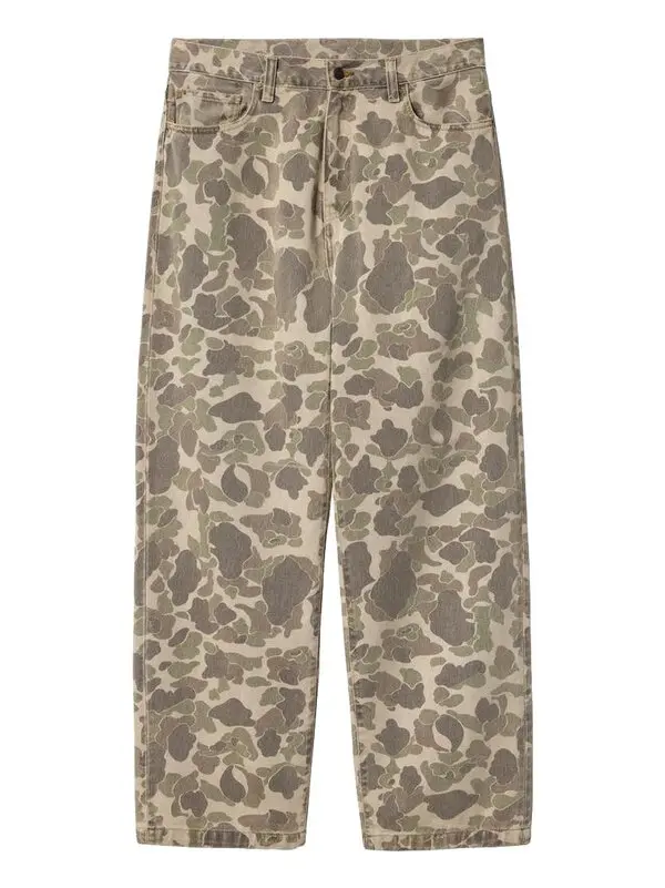 Carhartt Work In Progress Duck Landon Camo Loose Tapered Organic Cotton Jeans - Camo Duck Black Bleached