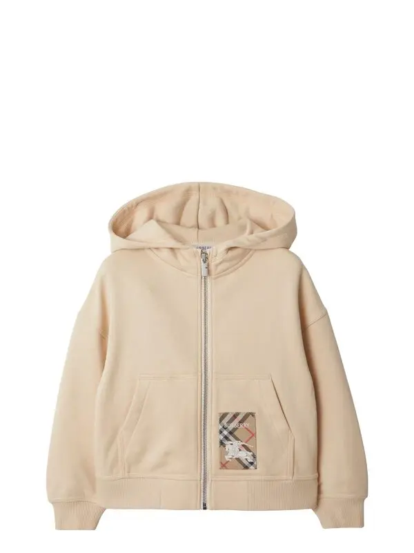 Burberry Check Label Cotton Zip Hoodie - Calico