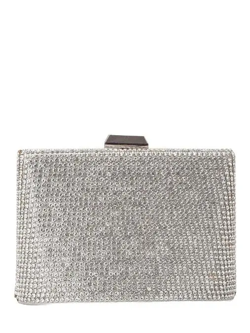 FOREVER & ALWAYS SHOES Marla Evening Clutch - Silver Glitter Sequins