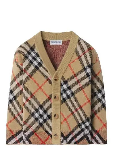 Burberry Check Wool Cardigan - Sand