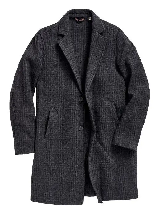 Billy Reid Plaid Boiled Wool Coat - Black/ Multi