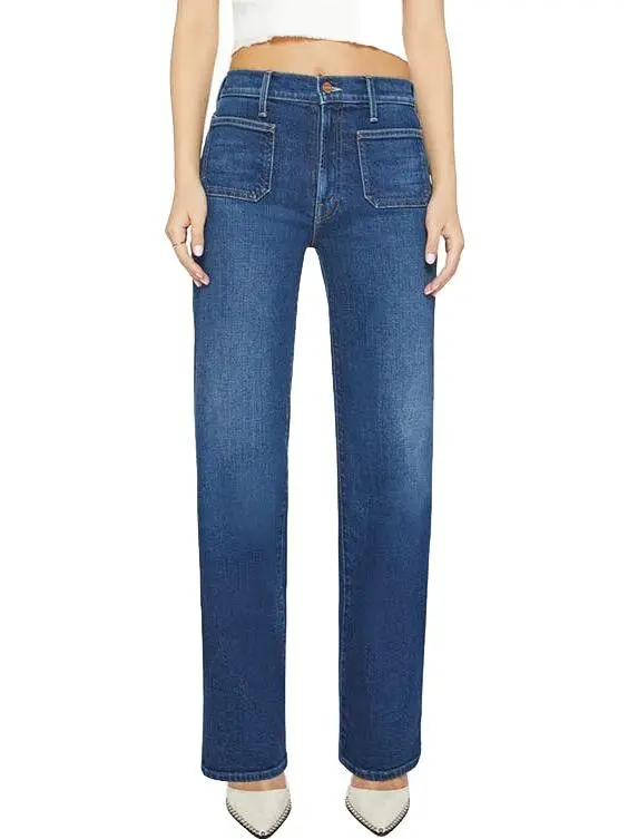 MOTHER The Lil Rambler Patch Pocket High Waist Straight Leg Jeans - Made For Walking
