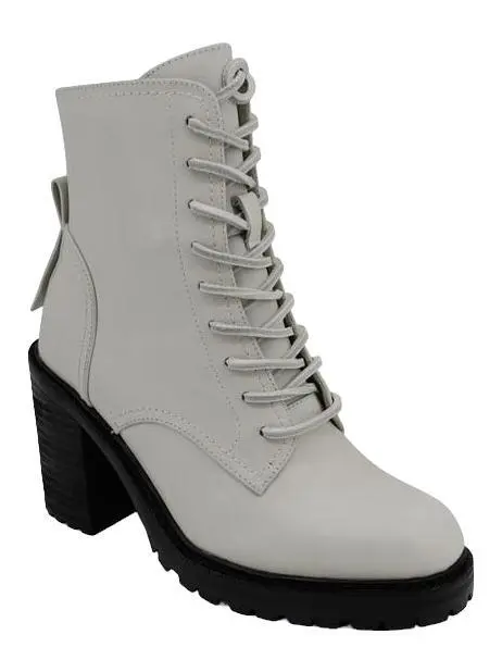 ARTISAN CRAFTED BY ZIGI Semi High Lace-up Boots - Cream Leather