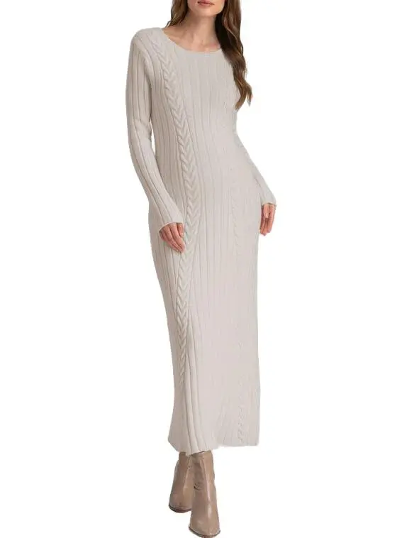 PIETRO BRUNELLI Long Sleeve Maternity Midi Sweater Dress - Light Beige