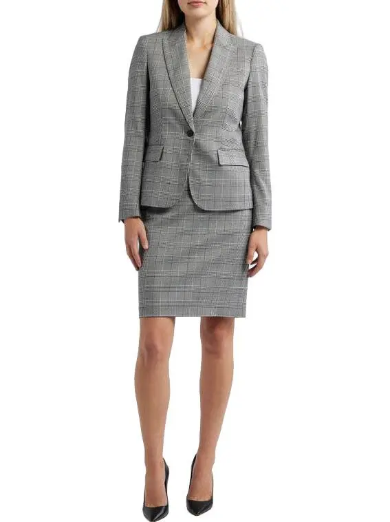 Anne Klein Howard Hawks Glen Plaid Blazer - Anne Black/ Bright Whit