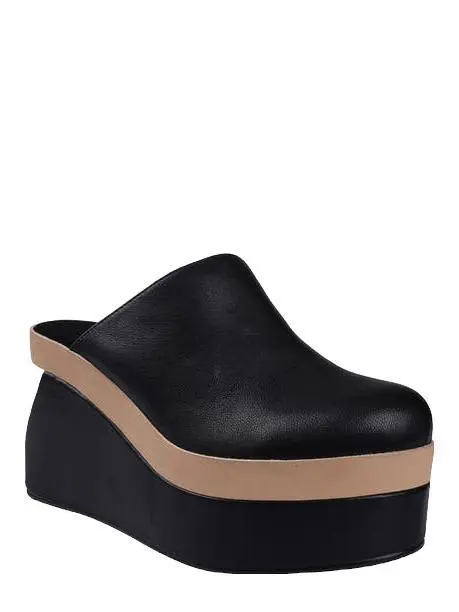 ARTISAN CRAFTED BY ZIGI Solen Platform Wedge Clogs - Black Leather