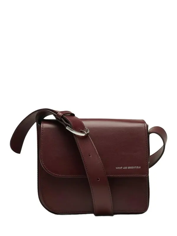WANT Les Essentiels Arch Smooth Leather Crossbody Bag - Dark Cherry