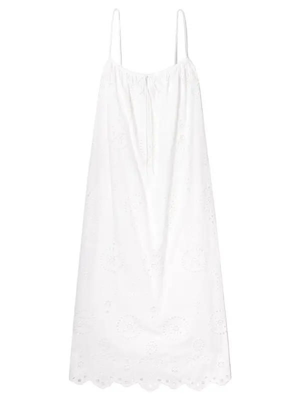 Matteau Tie-detailed Broderie Anglaise Cotton Midi Dress - White