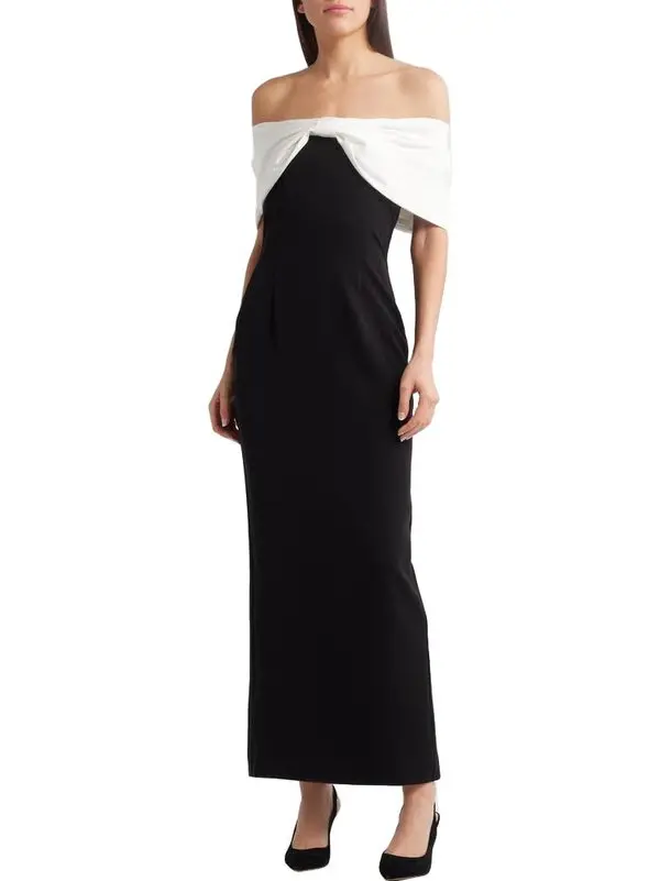 SONYA MODA Belluno Off-the-shoulder Gown - Black And White