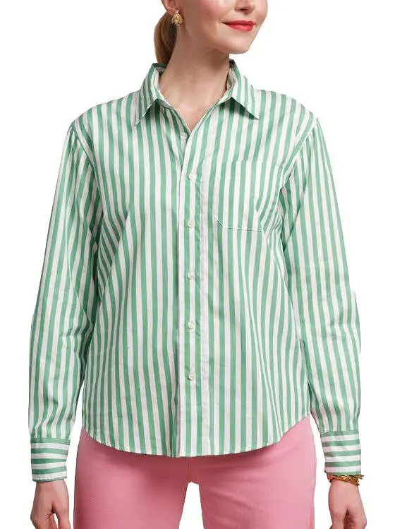FRANCES VALENTINE Striped Button-down Shirt - Green/white