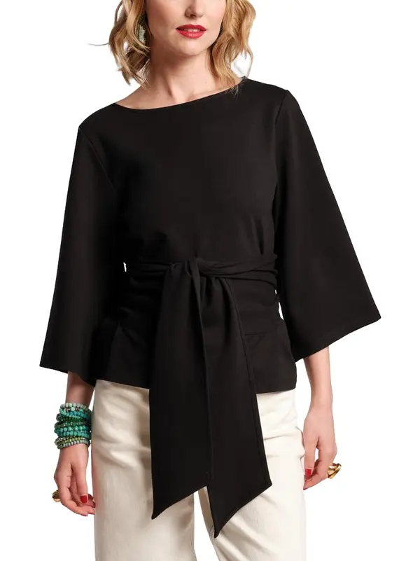 FRANCES VALENTINE Whitney Wrap Top - Black