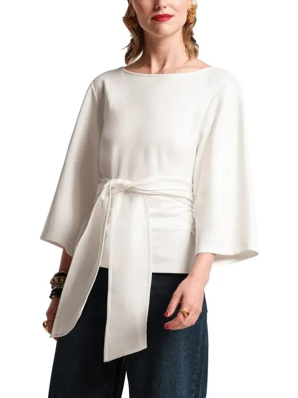 FRANCES VALENTINE Whitney Wrap Top - Oyster