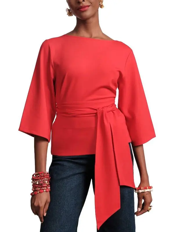 FRANCES VALENTINE Whitney Wrap Top - Red