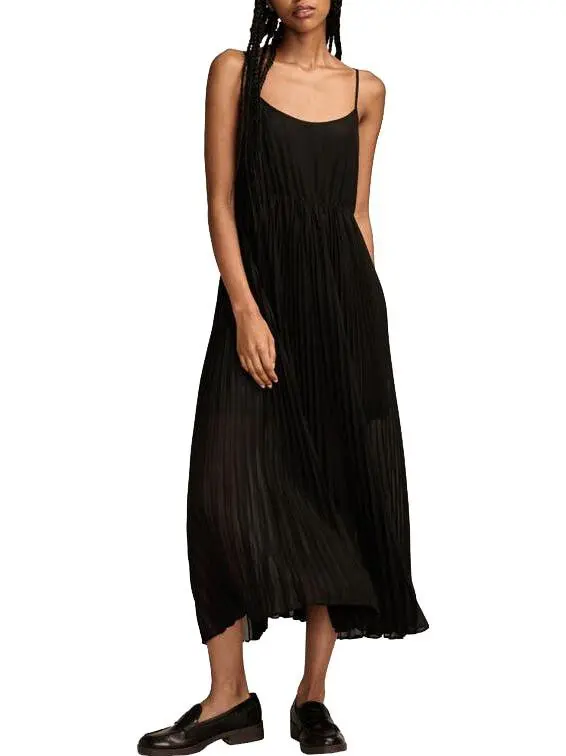 Lucky Brand Pleated Maxi Dress - Black