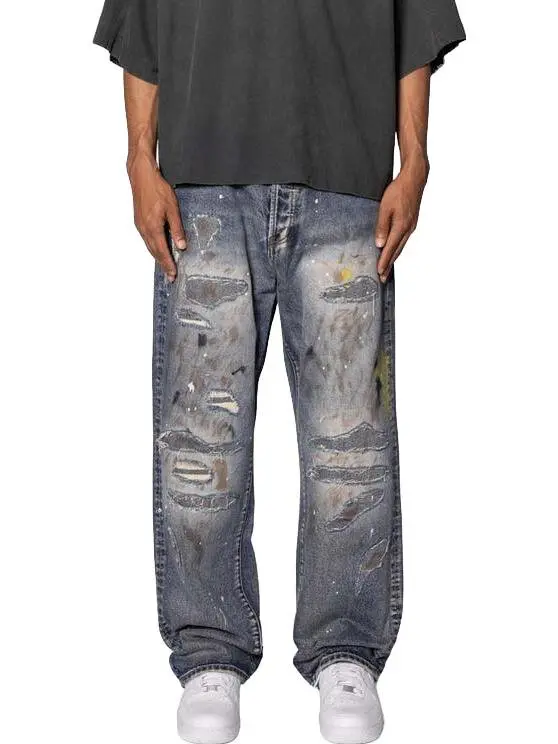 Mnml Ultra Baggy Ripped Jeans - Light Blue