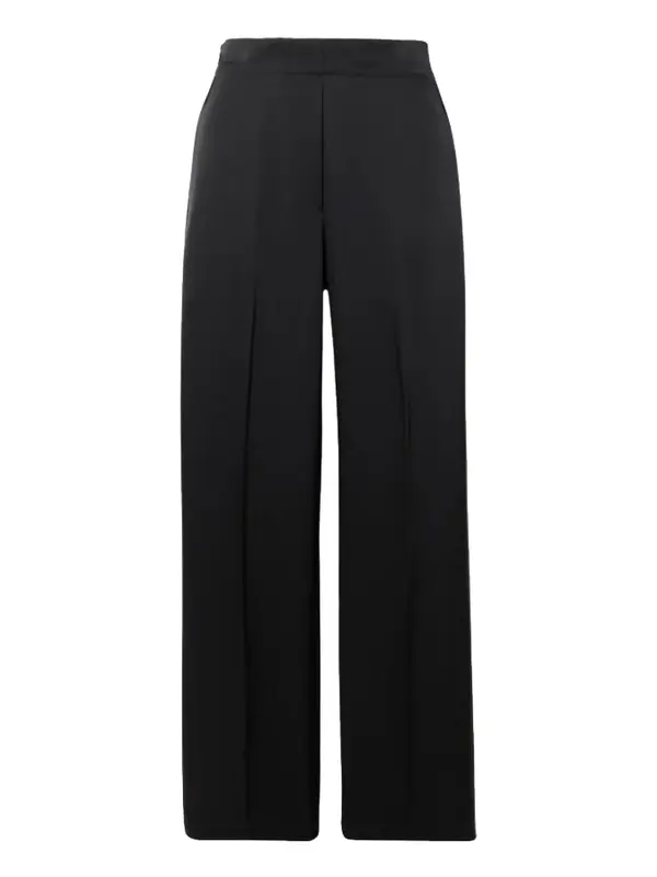 LESET Barb Pleated Wide-leg Satin Pants - Black