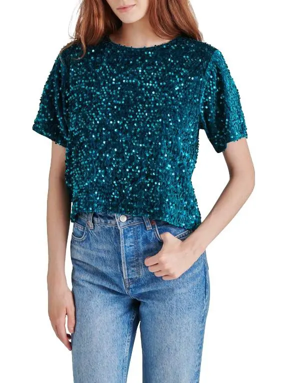 Steve Madden Cressa Sequin T-shirt - Deep Teal
