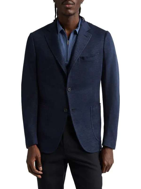 Isaia Capri Wool Sport Coat - Navy
