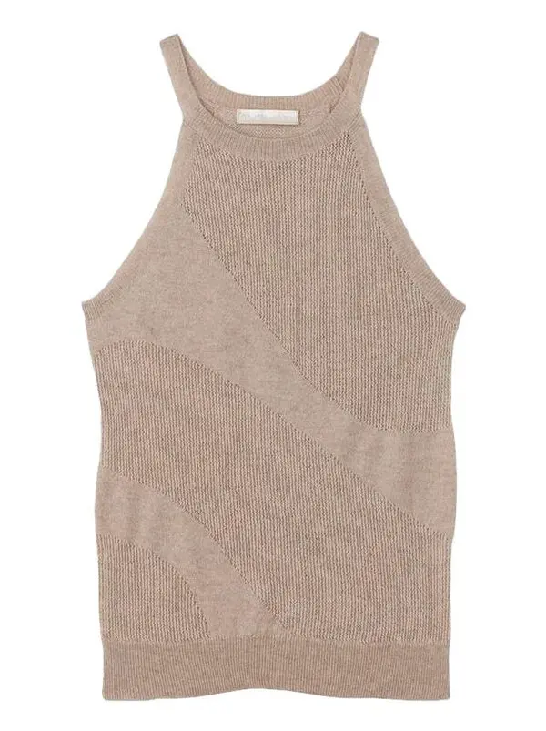 Gobi Cashmere Ajour" Knit Top - Beige