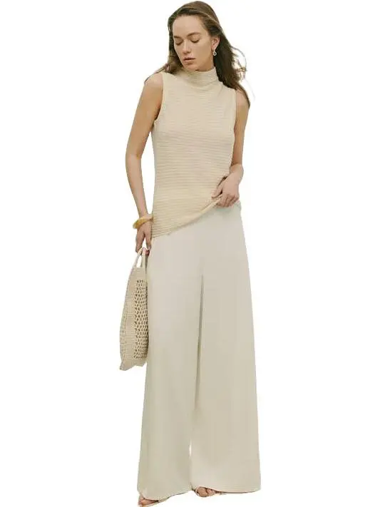 Gobi Cashmere Lightweight Ribbed Silk Turtleneck - Marshmallow