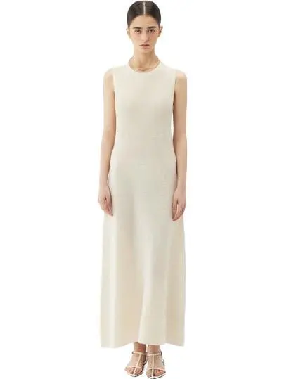 Gobi Cashmere Lightweight Knit Dress - Marshmallow