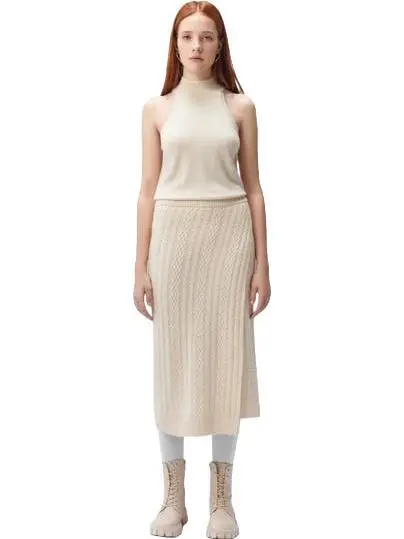 Gobi Cashmere Sleeveless Turtleneck Top - Off White