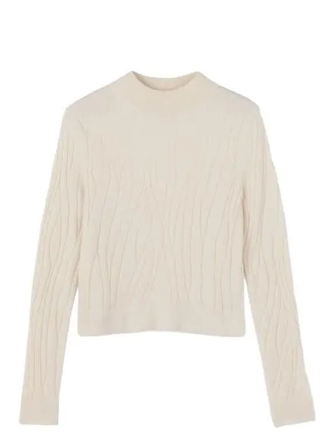 GOBI MONGOLIAN CASHMERE Cropped High Neck Cashmere Sweater - Off White