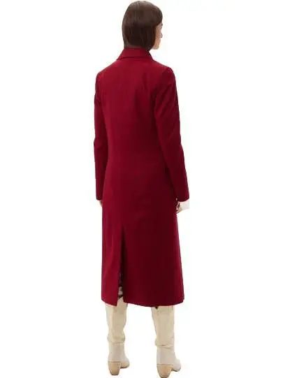 GOBI MONGOLIAN CASHMERE Cashmere Peak Lapel Long Coat - Bordeaux