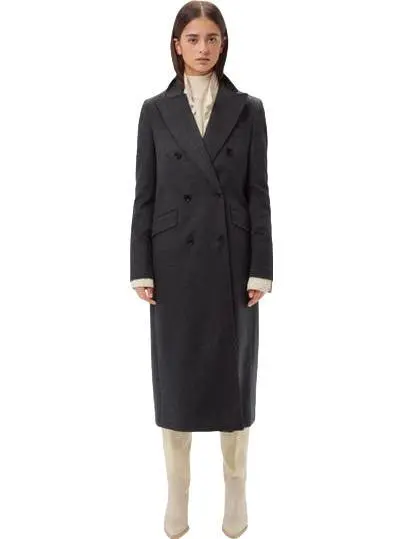 GOBI MONGOLIAN CASHMERE Cashmere Peak Lapel Long Coat - Charcoal