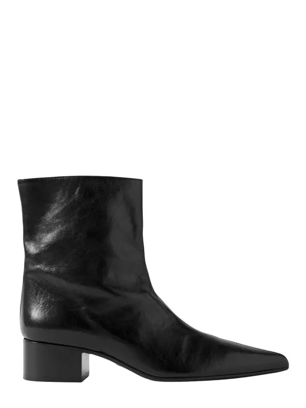 Khaite Andee Crinkled-leather Ankle Boots - Black