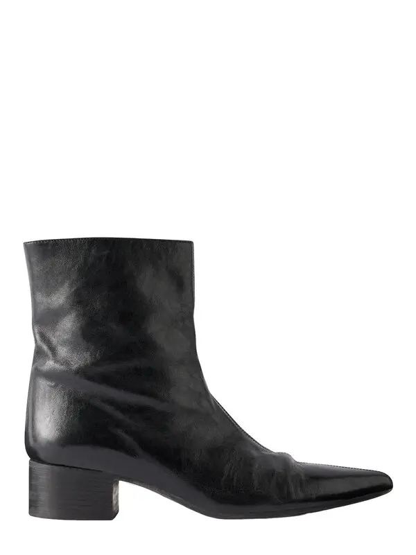 Khaite Andee Crinkled-leather Ankle Boots - Black