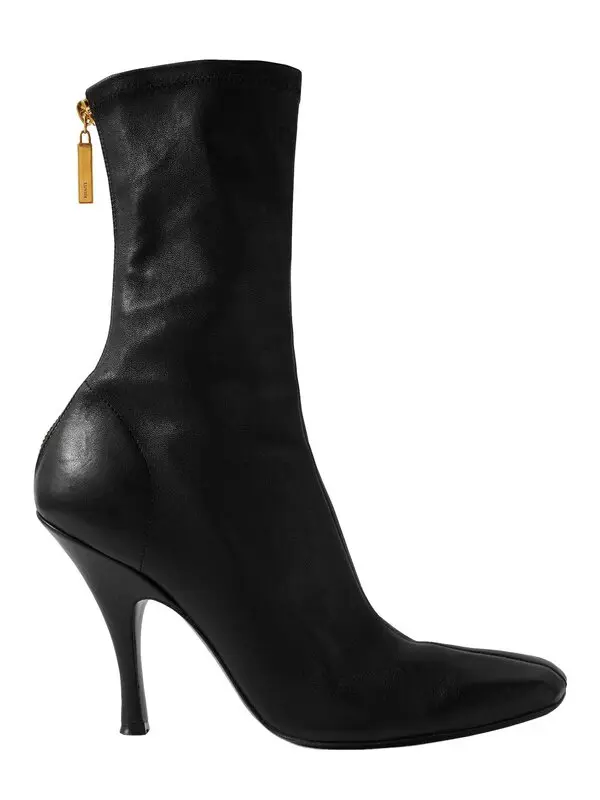 Khaite Eva Leather Sock Boots - Black