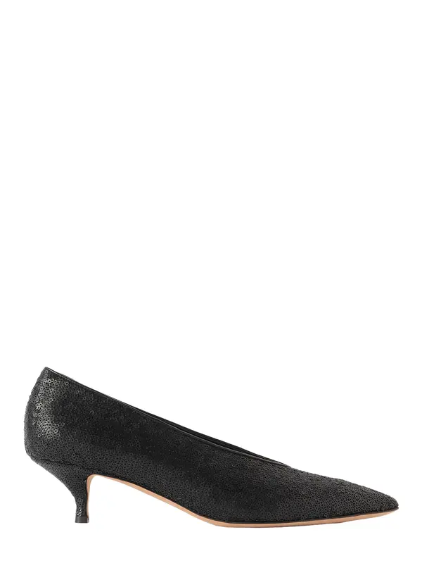 EMME PARSONS Veneto Sequined Leather Pumps - Black