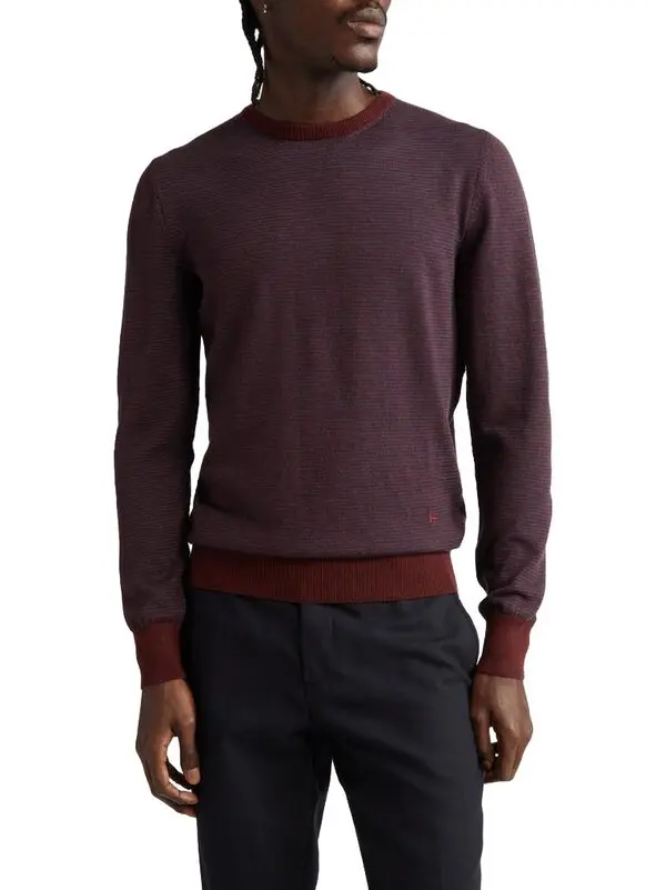 Isaia Stripe Wool Sweater - Purple