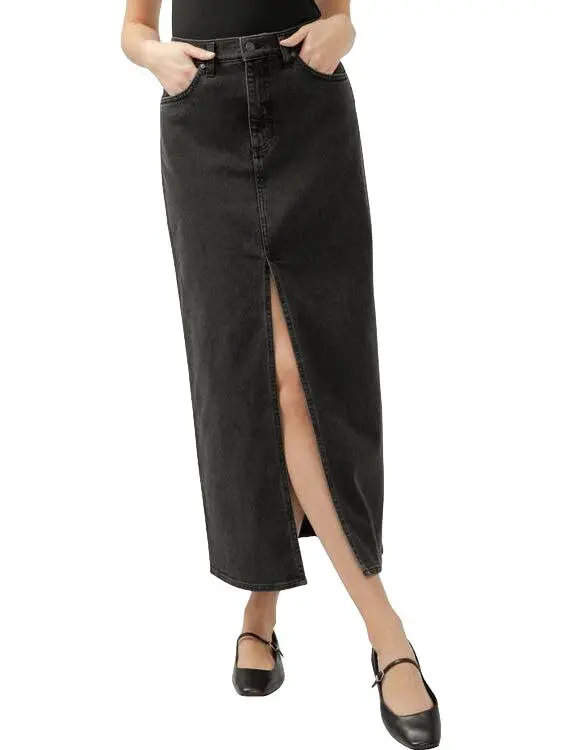SILVER JEANS CO. Denim Maxi Skirt - Black
