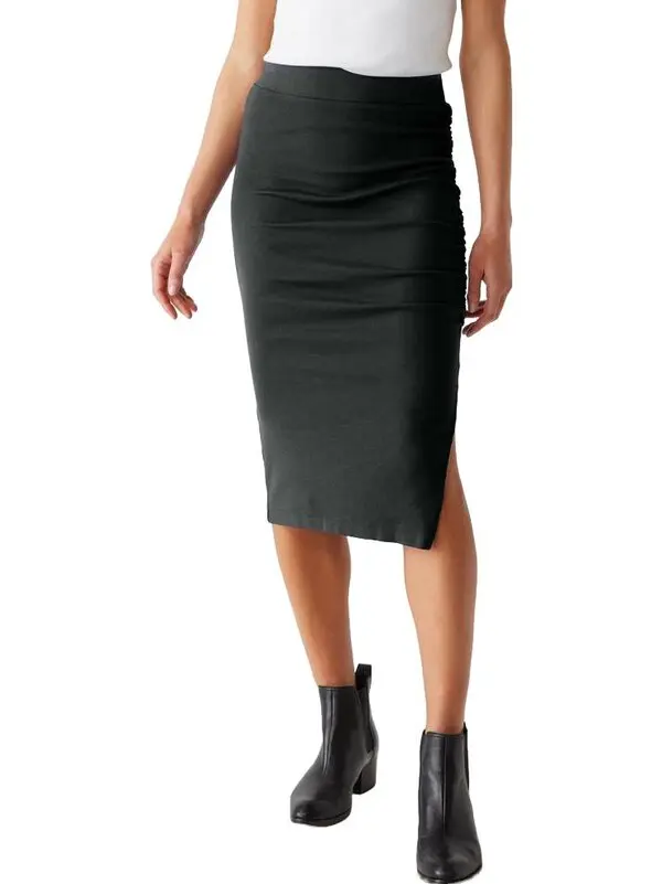 Michael Stars Reyna Ruched Midi Skirt - Black