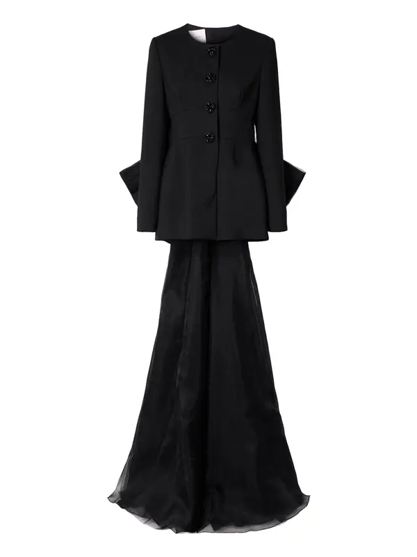 Carolina Herrera Cutout Tulle-trimmed Jacket - Black