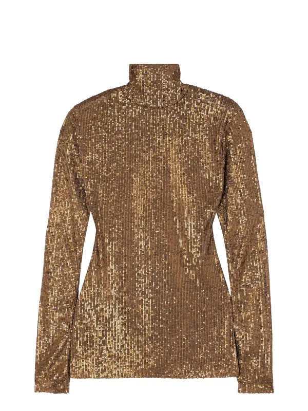 Norma Kamali Sequined Turtleneck Top - Metallic