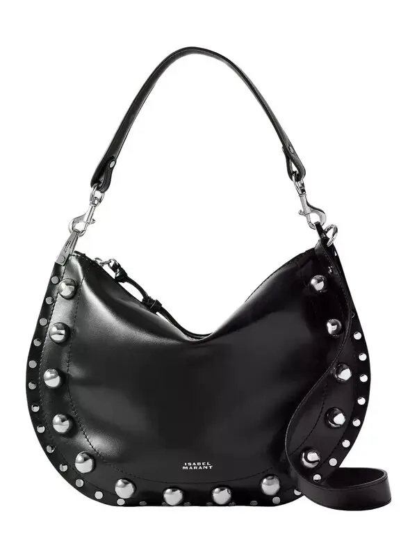 Isabel Marant Oskan Studded Leather Shoulder Bag - Black