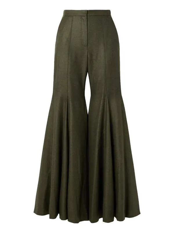 SALON 1884 Leon Wool And Cashmere-blend Flared Pants - Green