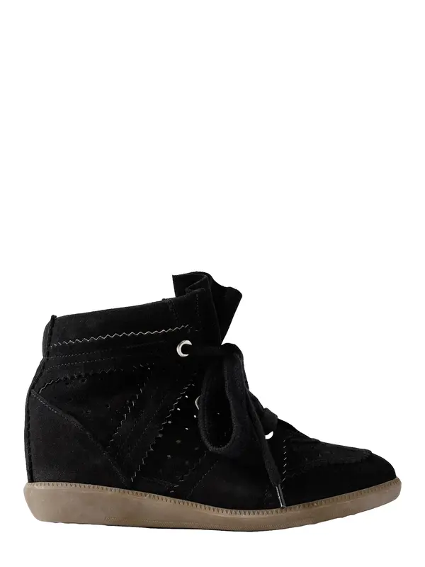 Isabel Marant Bobby Suede Wedge Sneakers - Black