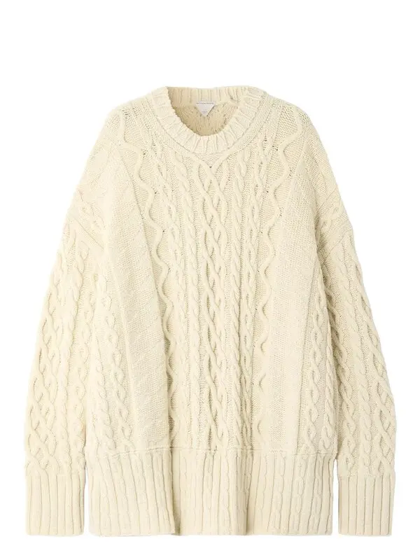 Bottega Veneta Oversized Cable-knit Wool Sweater - Neutrals