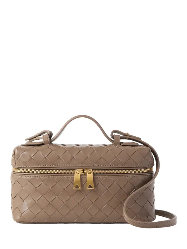 Bottega Veneta Intrecciato Leather Vanity Tote - Brown
