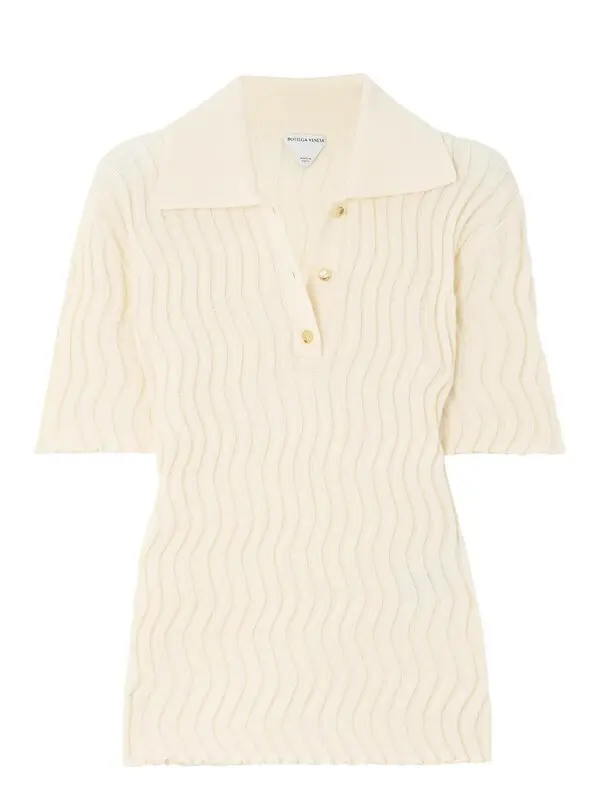 bottega veneta - Bottega Veneta Ribbed Wool Polo Shirt